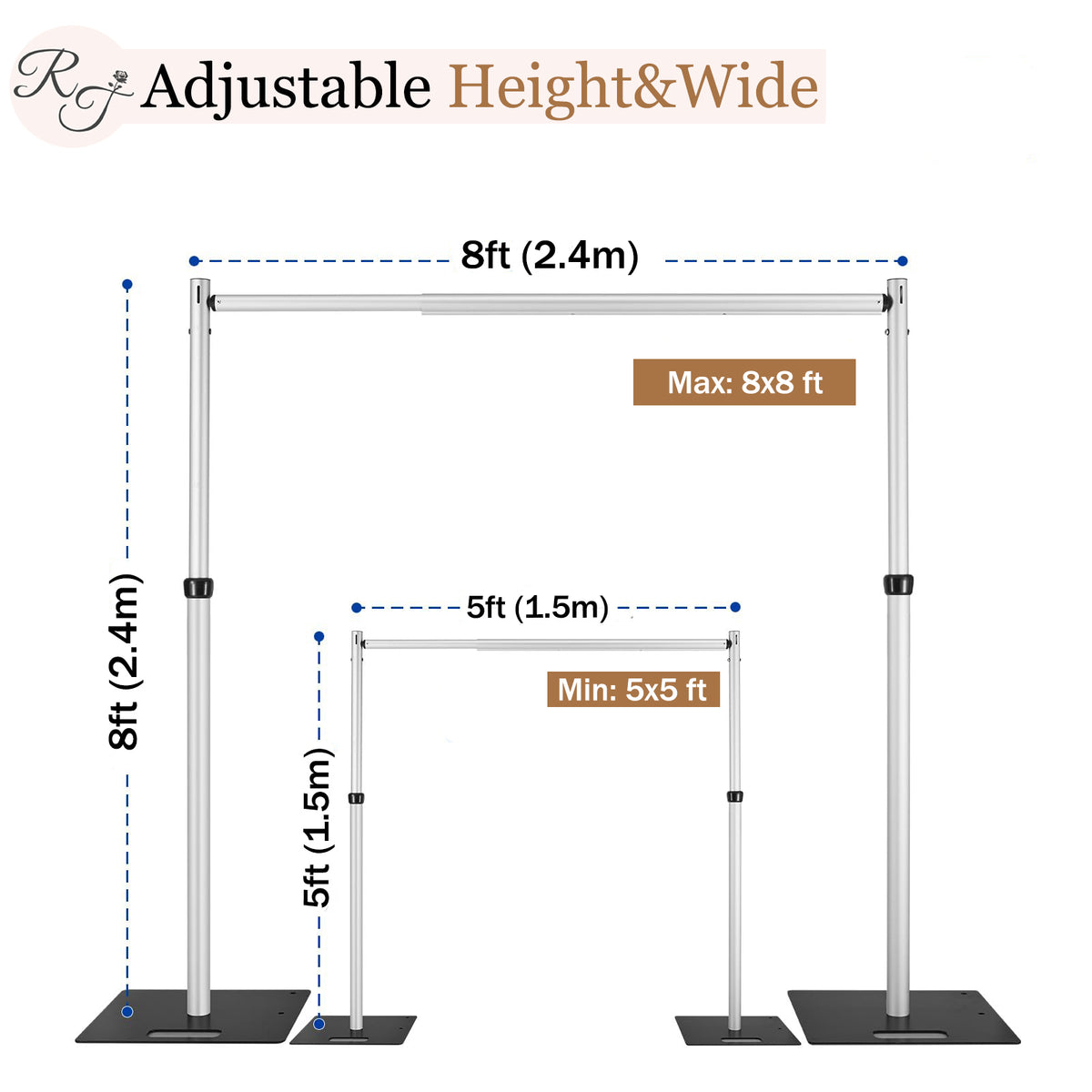 Roseytime Adjustable Frames Heavy Duty Pipe And Drape Stand for Flower