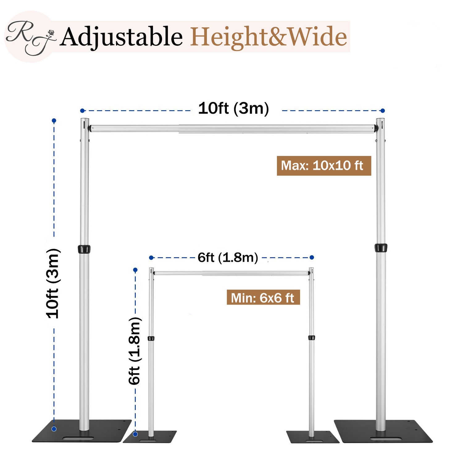 Roseytime Adjustable Frames Heavy Duty Pipe And Drape Stand for Flower