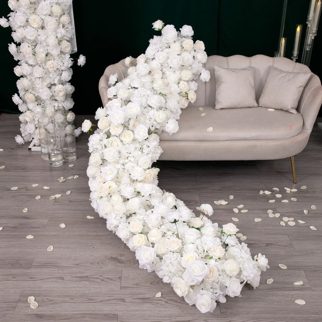 Roseytime White Flower Runner Table Flower Arrangement For Wedding ...