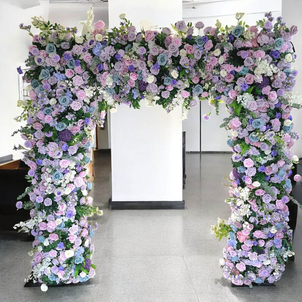 Roseytime Purple Square Flower Arch Fabric Back For Wedding Decor