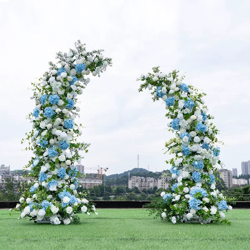Roseytime Blue Flower Pillars Arch with Frame