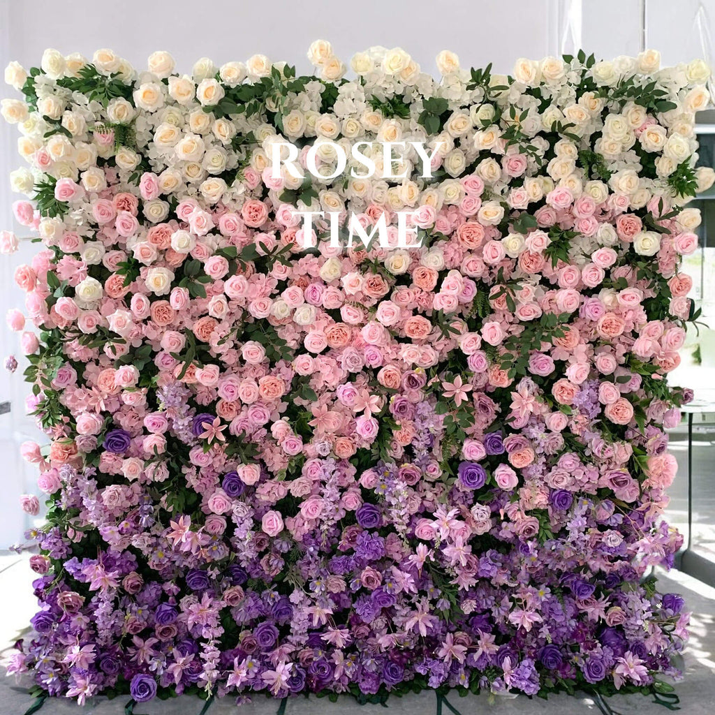 Roseytime 5D Gradient wedding Flower Wall Roll Up Fabric Back #RTW208