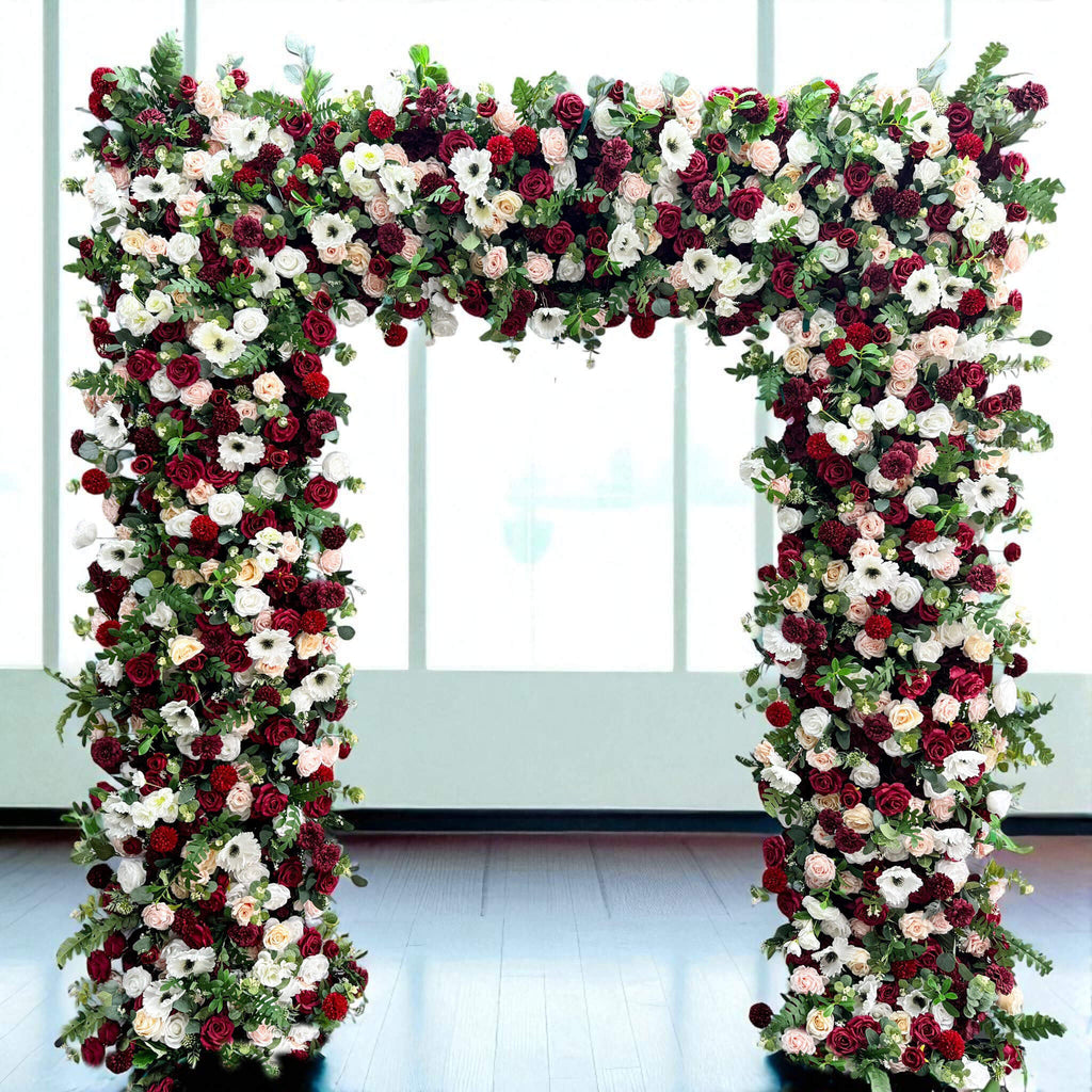 Roseytime Square Dark Red Flower Arch Fabric Back#RTA125