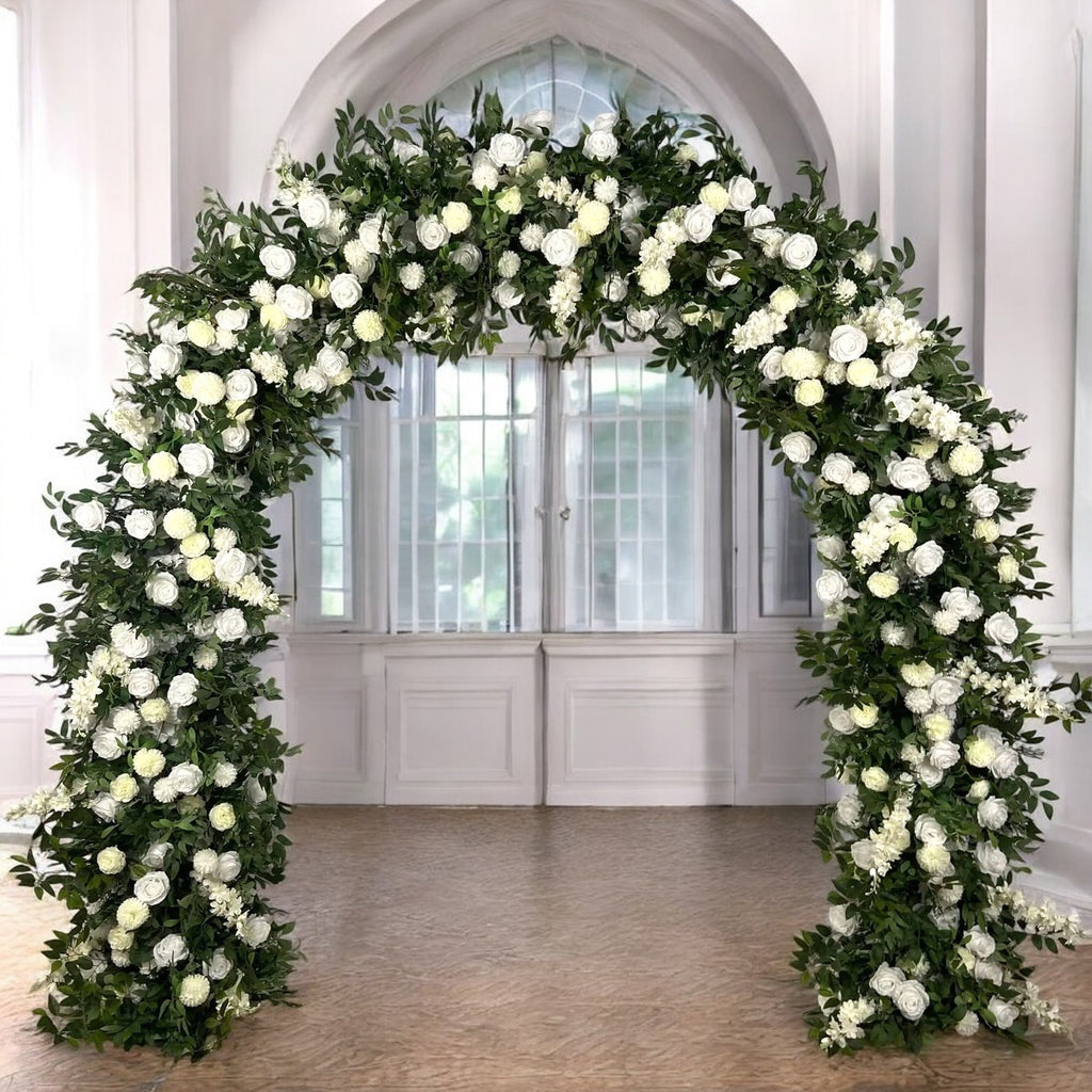 RoseyTime White&Green Flower Arch For Wedding With Frame