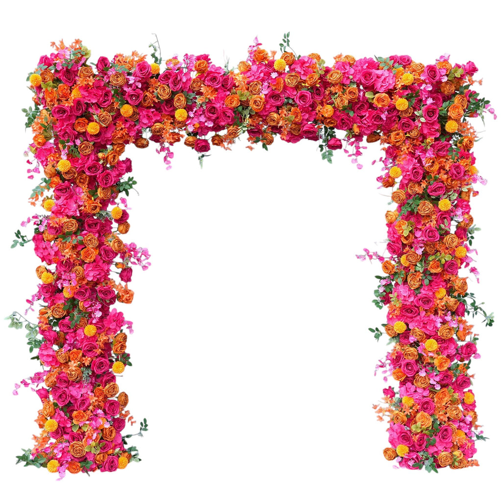Roseytime Fuchsia&Orange Square Flower Arch Fabric Back#RTA087