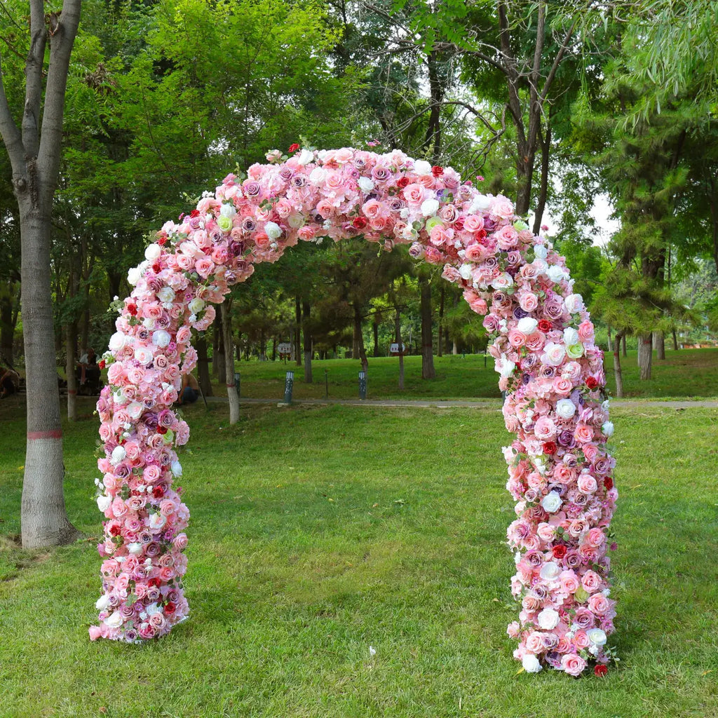 Roseytime Colorful Pink Flower Arch Wedding Round Arch With Frame