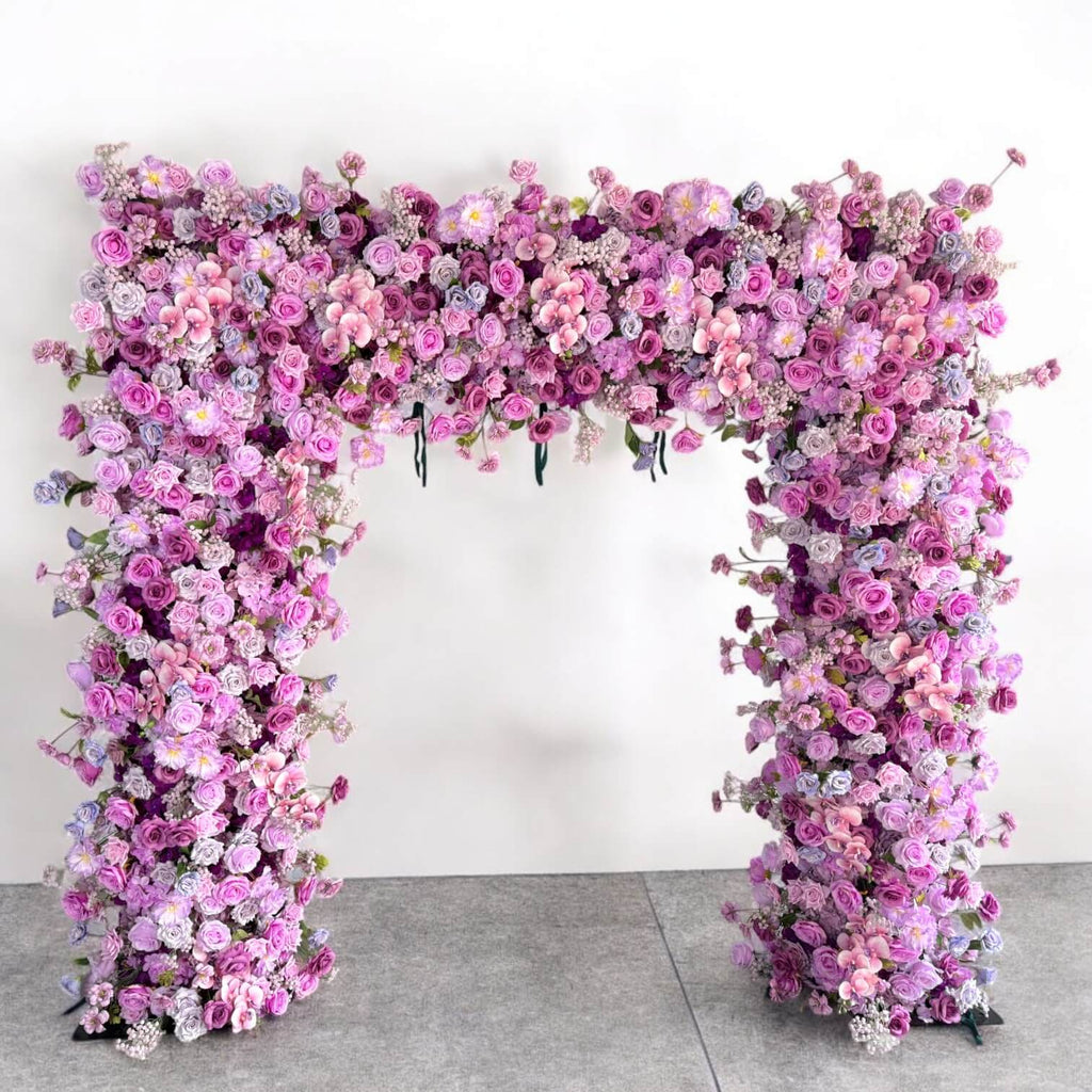 Roseytime Square Flower Arch Purple Fabric Back For Wedding Decor