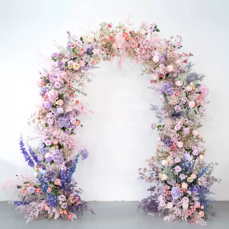 RoseyTime Dusty Purple&Pink Wedding Flower Arch n-shape Round Arch