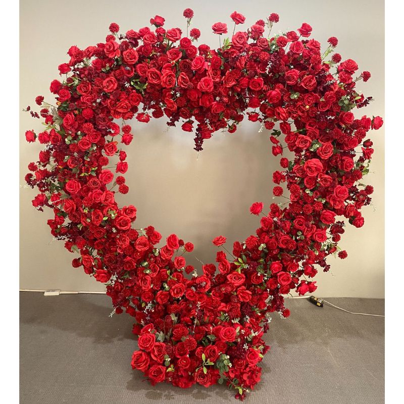 Roseytime Red Heart-shaped Flower Arch Set With Frame