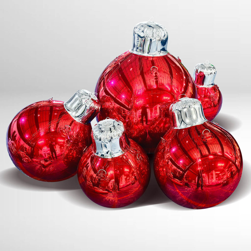 Roseytime Christmas Red Big Shiny Inflatable Ornament Balls Reusable G