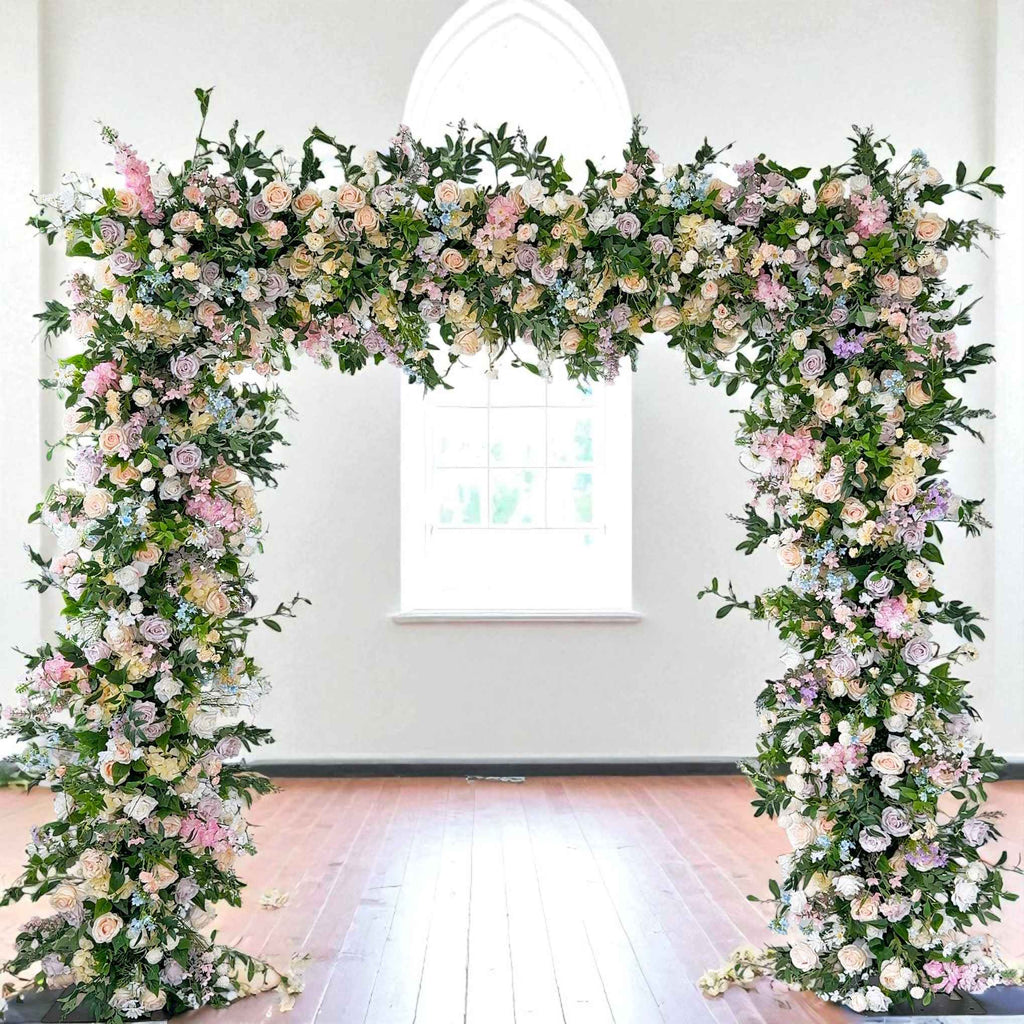 Roseytime Colorful Flower Arch Fabric Back Roll Up Wedding Decor