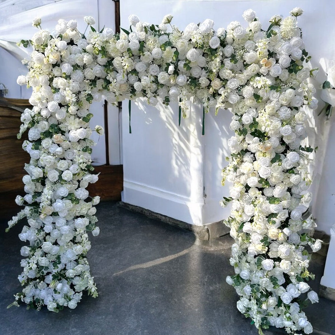 Roseytime Wedding Flower Arch 8x8ft White&Green Backdrop