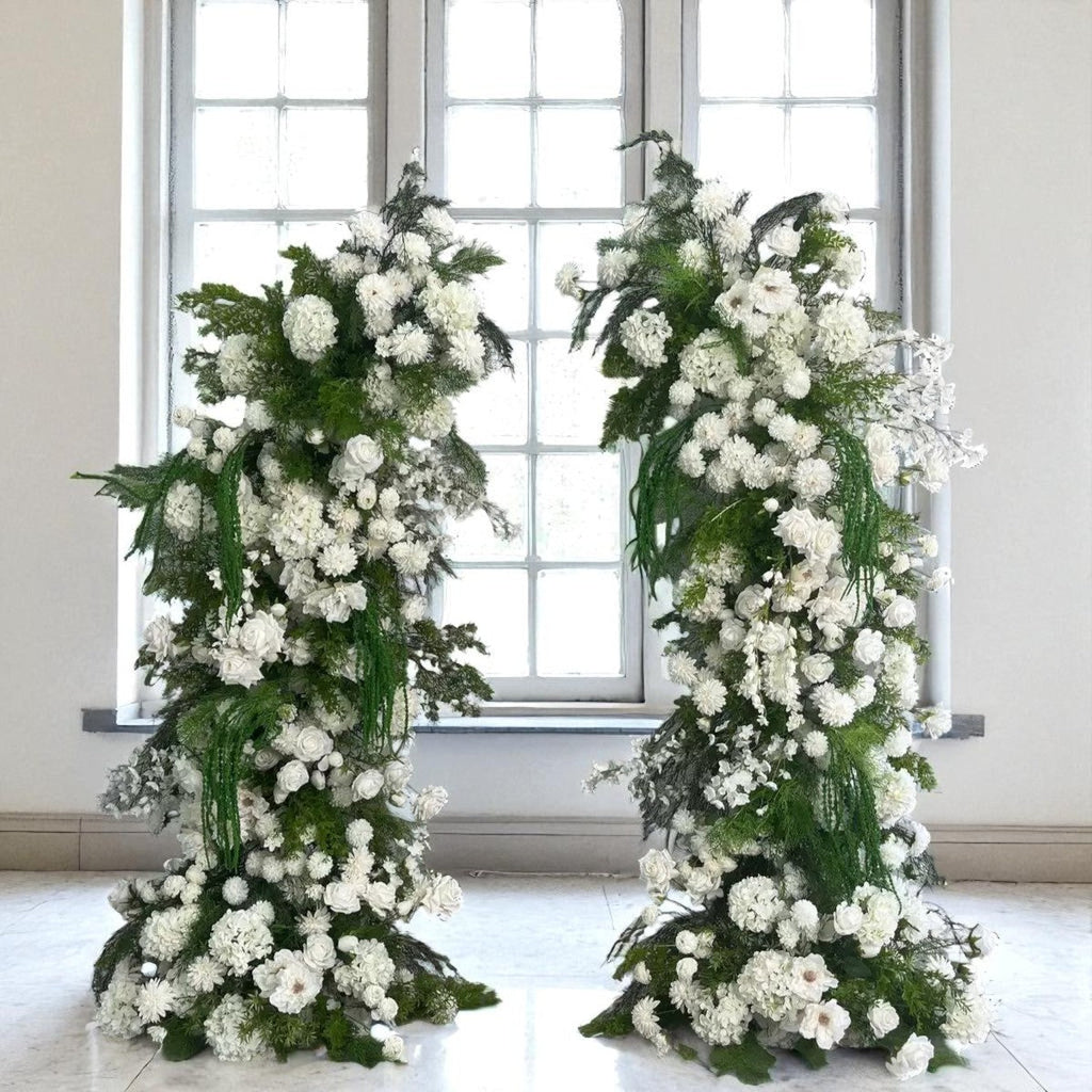B1G1 sale- White&Green Flower Pillars Arch with Frame #RTP101