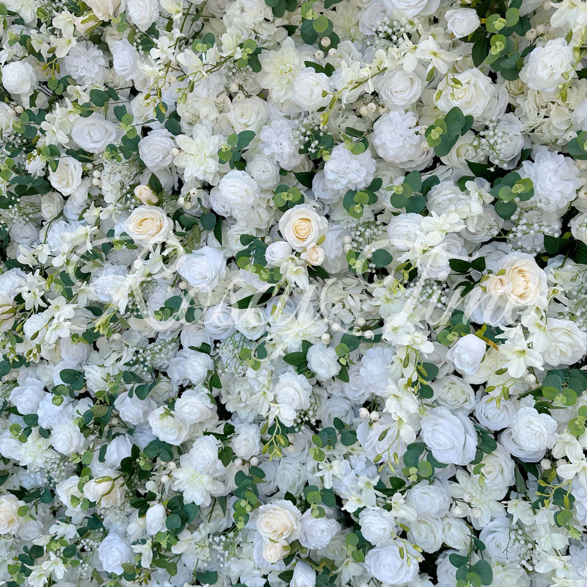 Roseytime 5D Artificial Flower Wall Roll Up White&Green Wedding Fabric ...